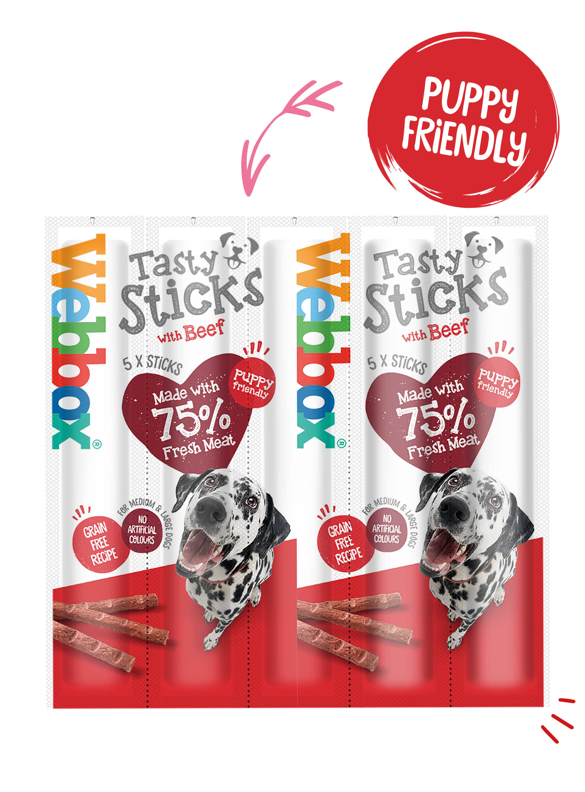 Webbox Tasty Sticks Beef Dog Treats Large - Webbox